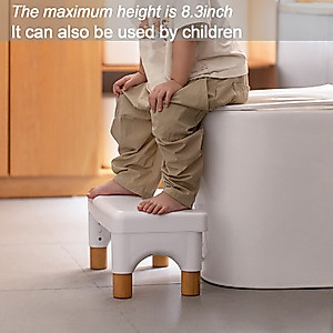 Toilet Stool for Adults and Kids,Squatting Potty Poop Stool with Anti Slip Layer,Poop Stool for Bathroom,5.9" to 8.5" Adjustable Height (White)