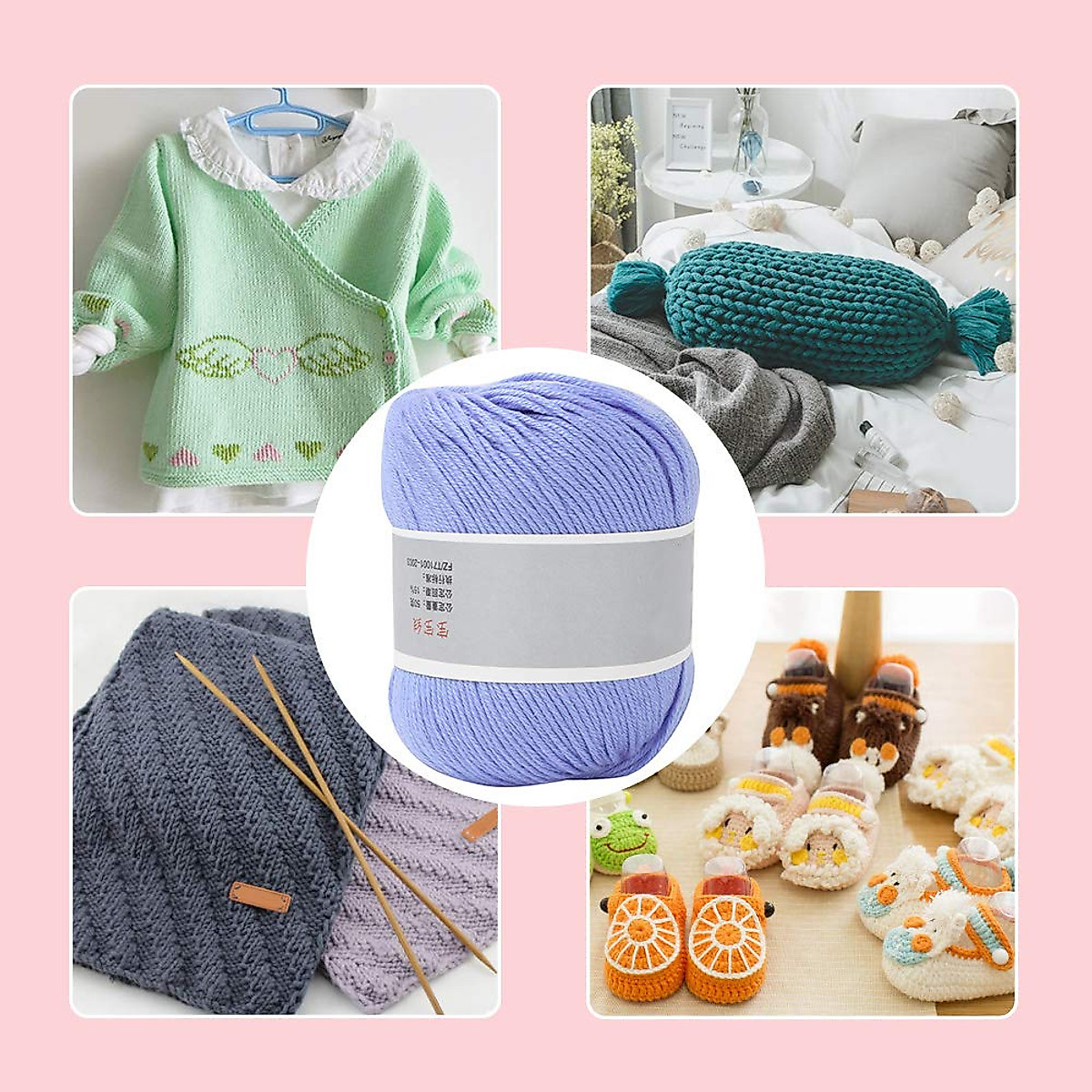 Milk Cotton Thread Colorful Baby Milk Cotton Yarn Soft Chunky Baby Milk Cotton Crochet Knitwear DIY Hand Knitting Yarn Mulit-Colorful Optional(Light Blue)