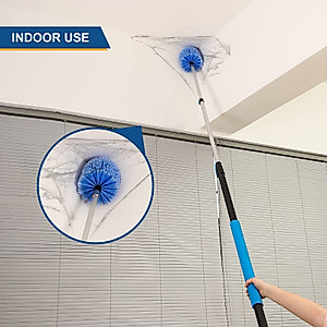 VITEVER Twist-On Cobweb Duster Head Brush, Fits Standard 3/4 inch Threaded Poles, Attachment Brush, Spider Web Duster Brush for Outdoor & Indoor Cleaning