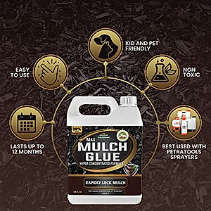 PetraTools Mulch Glue, Mulch Binder Glue, Small Gravel Binder, Landscape Adhesive, Small Gravel Stabilizer, Glue for Landscape, Small Pebble Glue, Landscape Lock (1 Gal)