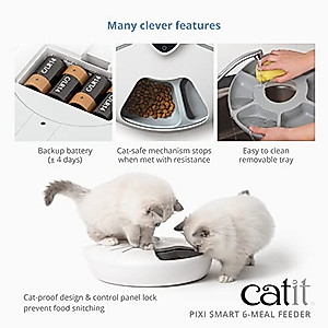 Catit PIXI Smart 6-Meal Feeder – Automatic and Customizable Feeding Schedule with App Support, White