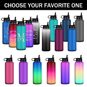 Personalized Water Bottles for Kids Friend, Custom Name Sports Insulated Water Bottle with Straw, Waterbottle Customized Gifts for Kids School Girls Boys Men Women 18oz/32oz