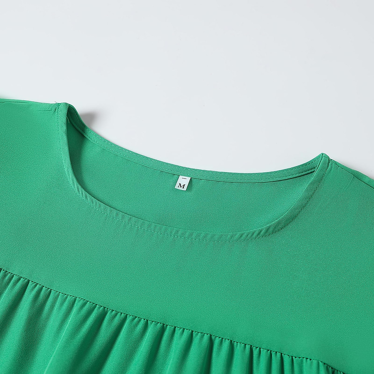 FWFLYAWAY Summer Dresses for Women 2023,Plus Size Casual Cute Babydoll Maxi Short Sleeve V-Neck A-Line Tiered Ruffle Pleated Flowy Boho Beach Mini Sundress Resort wear(E-Green,XL)