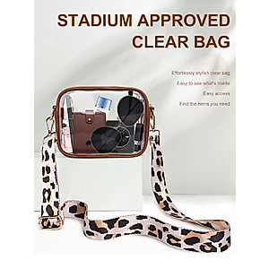 Vangue Upgrade TPU Clear Purse for Women Stadium Approved, Clear Crossbody Bag with Adjutable Strap, Transparent Leather Bag for Sports Concerts Events Festivals