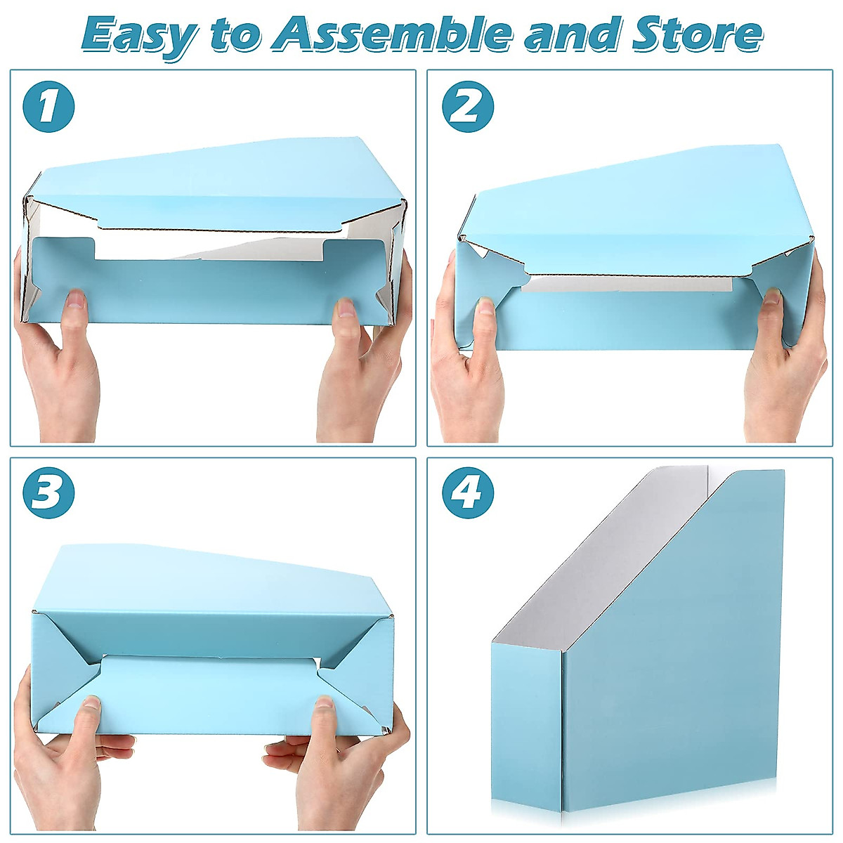 15 Pack Cardboard File Holder Organizers Blue Magazine File Holder Cardboard Document Rack Magazine File Srorage Magazine Storage Contains for Home Office School Desktop Supplies