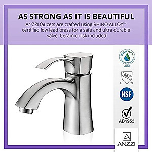 ANZZI Alto Single Hole Single Handle Bathroom Sink Faucet cUPC Brushed Nickel Deck Mounted Bathroom Faucet Lavatory Faucet One Hole Installation (L-AZ012BN)