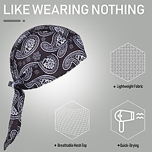 6 Pieces Do Rags Sweat Wicking Beanie Cooling Durags Skull Cap Motorcycle Head Wrap Bandana for Men Women (Paisley)
