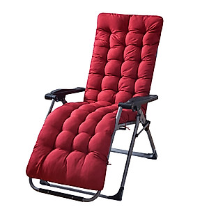 KOCASO 67x22in Chaise Lounger Cushion Bench Patio Recliner Rocking Chair Sofa Mat Deck Chair Cushion Indoor Outdoor Furniture Pat with 6 Ties & 1 Non-Slip Top Cover, Red (Only A Cushion)