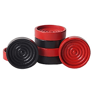 Fun+1 Toys! 26 Red and Black Checkers Pieces Only * 1.125 inch Wooden Checker Pieces for Checkers Board Game with Stackable Ridge in Drawstring Storage Bag