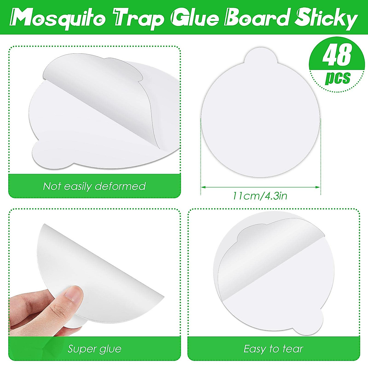 Kittmip 48 Pack Insect Trap Refillable Glue Boards Sticky Fruit Fly Trap Mosquito Fly Killer for Mosquitoes Fruit Flies Gnats Moths Fits Most Models Indoor Outdoor Lamp(Round)