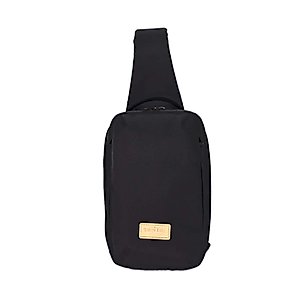 Apex Sling Bag for Men and Women, XL Sling Backpack Laptop Shoulder Bag Cross Body with 13" Laptop Sleeve, Modern Minimal Adjustable - Black