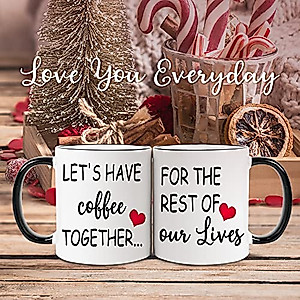 Fatbaby Lets Have Coffee Together For The Rest Of Our Lives Coffee Mug Set,Engagement Gifts for Couples,Mr and Mrs Wedding Gift for Couple,Bridal Shower Engaged Bride and Groom Couples Mugs