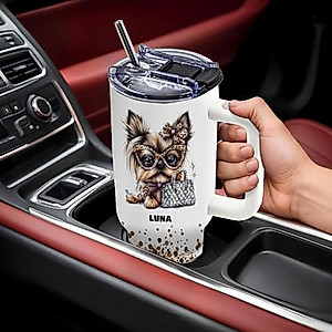 Personalized Dog Tumbler with Belgian Laekenois Dog’s Name – Custom Travel Coffee Cup 40oz, Travel Coffee Cup, Gift for Mother's day, Father's day, Christmas WmcR9u