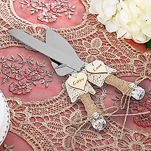 senover Rustic Love Sign Wedding Cake Knife and Server Set,Wedding Cake Knife Serveing,Pizza Pie Cake Cutter for Parties Weddings Birthdays Anniversaries (love and lace)