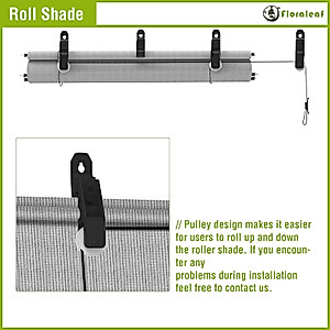 FLORALEAF Outdoor Roller Shades 7'W x 6'H Window Blinds for Porch Screen Deck Pergola Patio Balcony Gazebo Privacy Sunshade Roll Up Outdoor, Light Grey