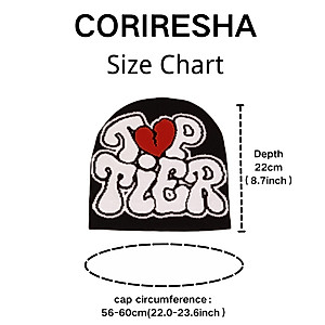 CORIRESHA Men Women Letter Graphic Y2k Beanie Knitted Hats Warm Winter Outdoor Caps Black White