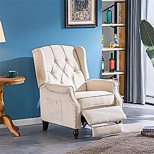 Grepatio Wingback Recliner Chair - Massage Heated Recliner Chair with Remote Control, Single Sofa Mid-Century High Back Accent Chair Tufted Chair