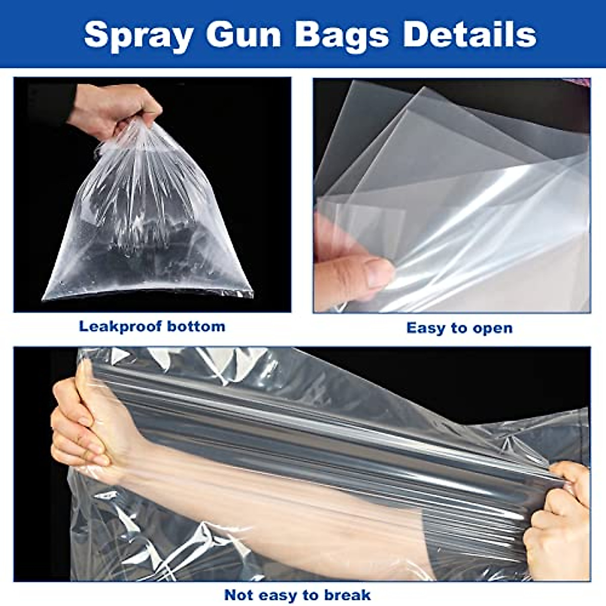 Paint Sprayer Bags 50 Pcs Disposable Clear Spray Gun Bags Sprayer Cup Canister Liners for HVLP Wagner Paint Sprayer Parts Accessories Compatible with Most Spray Guns (7.9 x 11.8 Inch)