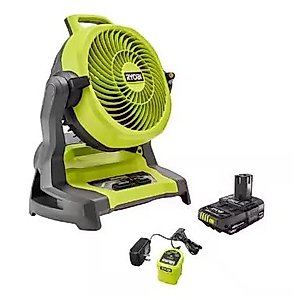 Ryobi ONE+ 18V Cordless 7-1/2 in. Bucket Top Misting Fan Kit with 1.5 Ah Battery and Charger