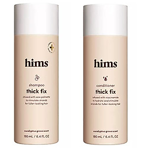 Hims Thick Fix Thickening Shampoo 6.4 Fl Oz and Conditioner 6.4 Fl Oz Set. DHT Targeting and Moisturizing. Adds Volume + Moisture. Formulated Saw Palmetto + Niacinamide. Vegan, Paraben, Sulfate, Cruelty Free.