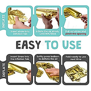 Letter Balloons - Custom Phrase 16 Inch Balloon Letters Alphabet & Number Foil Balloons - Letter Balloon Banner for Birthday, Baby Shower - Gold, Silver, Rose Gold, Red, Blue, Pearl White & Black