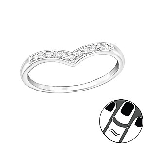 ICYROSE 925 Sterling Silver set of 3 Heart, Pointed CZ Crystal, Double Open Above Knuckle Ring Mid Finger Top