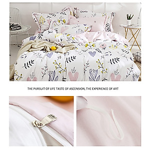 HighBuy Girls Duvet Cover Twin Floral Aesthetic Bedding Set White Pink Premium Cotton Teens Flower Kids Coquette Bedding Comforter Cover Soft Branches Bedding Collection Pink