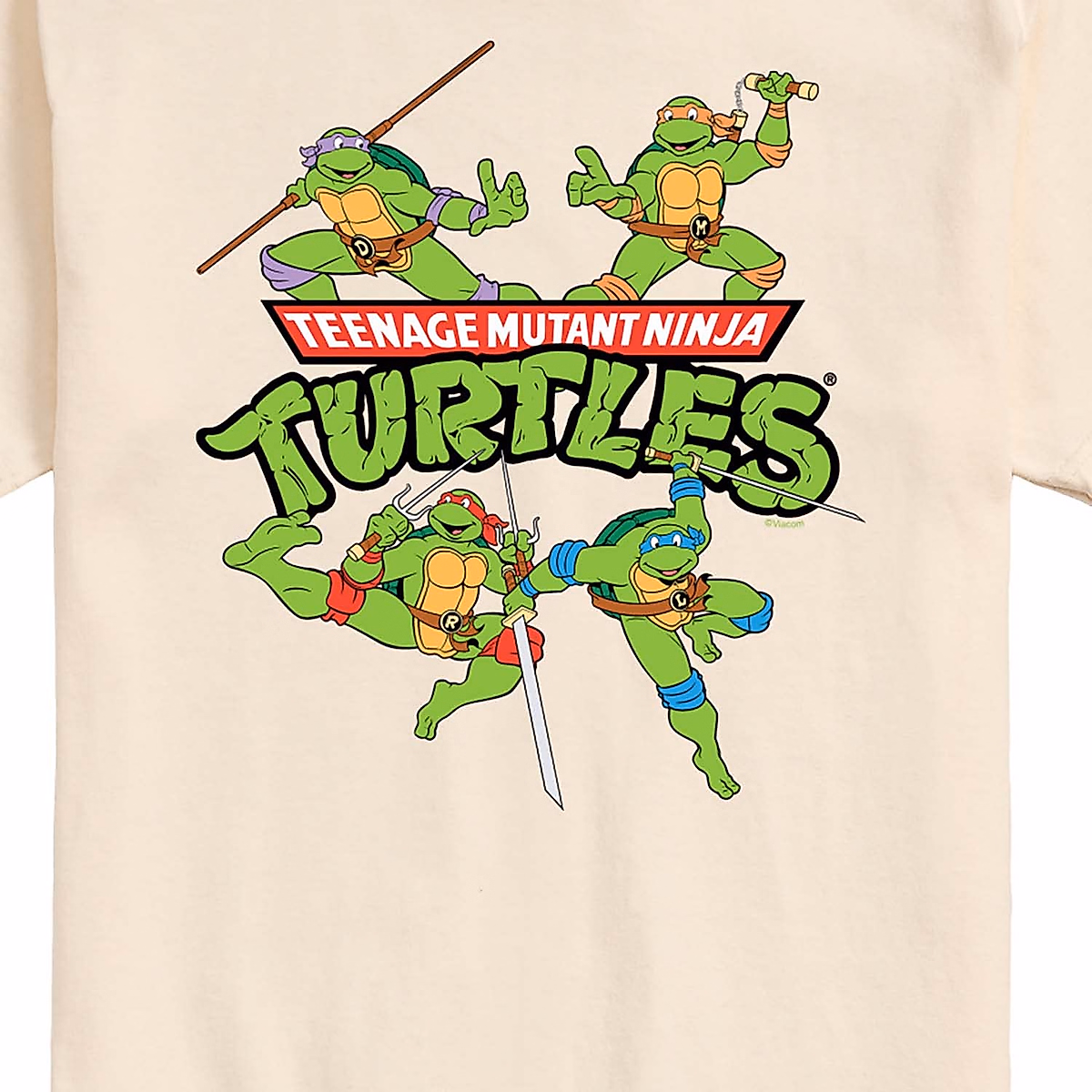 HYBRID APPAREL - Teenage Mutant Ninja Turtles - Turtle Weapons - Men's Short Sleeve Graphic T-Shirt - Size Large Cream