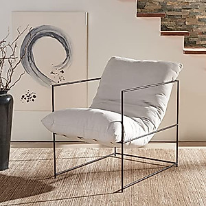 Safavieh Home Collection Portland Metal Ivory and Black Pillow Top Accent Chair