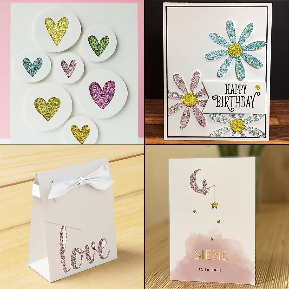 Glitter Cardstock Paper, 40 Sheets 20 Colors, Colored Cardstock for Cricut, Premium Glitter Paper for Crafts, A4 Glitter Card Stock for DIY Projects, Sparkly Paper for Card Making, 250 GSM