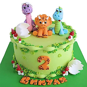 3 Pcs Baby Dinosaur Cake Toppers Miniature Dinosaur Cupcake Inserts for Baby Shower Boys Girls Forest Animals Theme Birthday Party Decor