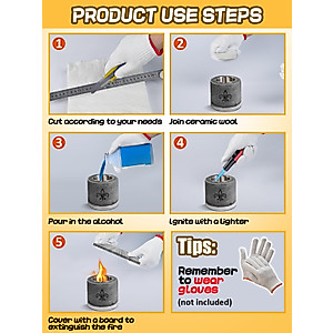 MADHOLLY Ceramic Wool for Portable Tabletop Firepit to Extend Burn Time- Premium Ceramic Wool Wick Sponge Ceramic Fiber Insulation for Bioethanol Fireplaces, 5Pack