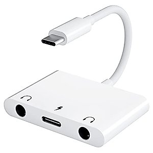 UWECAN USB C to 3.5mm Audio Adapter, 3 in 1 Aux to USB C Headphone Splitter Dual 3.5mm Audio Jack and PD 60W Fast Charging, Compatible for iPad Pro,Galaxy S22 S21 S20/Note 20,Pixel 4 3 XL,Huawei,etc