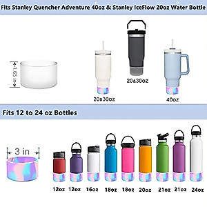 2 Pcs Protective Silicone Boot Compatible for Stanley Quencher Adventure 40oz Tumbler & Stanley IceFlow 20oz 30oz,Hydrapex 40oz,Anti-Slip BPA Free Bottle Bottom Sleeve Cover (clear and three-color)