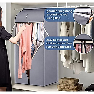 SLEEPING LAMB 54'' Hanging Garment Bags for Closet Storage Sealed Completely Jackets Coats Suits Clothes Rack Cover for Wardrobe with Clear PVC Window, 2 Packs, Grey(Hanging Rod Not Included)