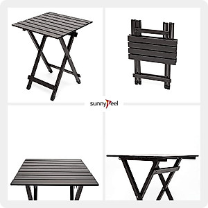 SUNNYFEEL Folding Camping Table - Lightweight Aluminum Portable Picnic Table, 18.5x18.5x24.5 Inch for Cooking, Beach, Hiking, Travel, Fishing, BBQ, Indoor Outdoor Small Foldable Camp Tables