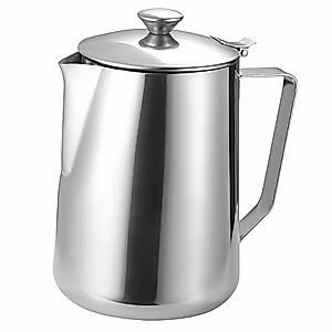 Zerodeko Cold Water Jug Latte Art Pitcher Milk Froth Pitcher Milk Frothing Cup Pulling Coffee Flowers Cup Iced Tea Mugs Espresso Cup Coffee Machine Milk Frother Cup Stainless Steel Silver