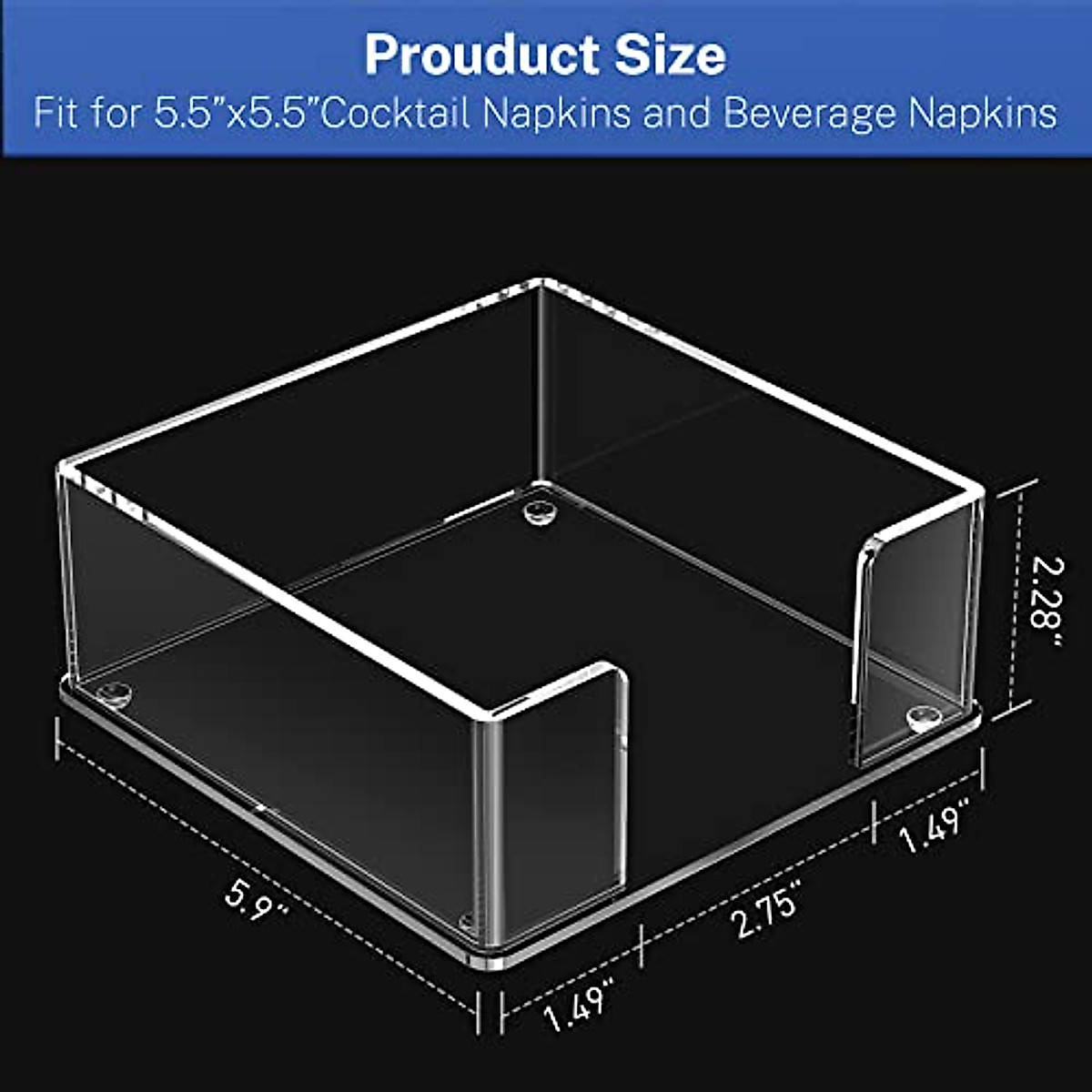 MaxGear Acrylic Cocktail Napkin Holder for Table, Clear Napkins Holder, Beverage Napkin Holders Modern Buffet Paper Napkin Caddy for Bar, Party, Dinner, Kitchen & Dining Room, 5.5 x 5.5 inches