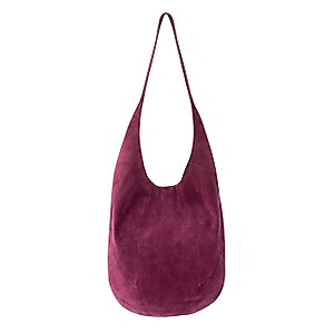 The Sak 120 Hobo Bag in Crochet - Large Women's Purse & Shoulder Bag for Everyday Travel - Durable Handbag With Back Zipper Pocket and Magnetic Snap Closure - Leather/Currant Suede