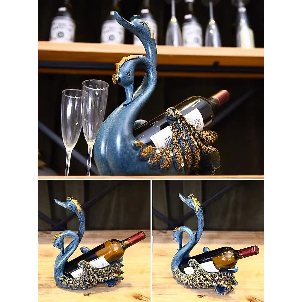 CicodonaGift Wine Bottle Holder Swan Animal Statue for Country Farm Kitchen Decor Tabletop Wine Stands & Racks and Decorative Gifts