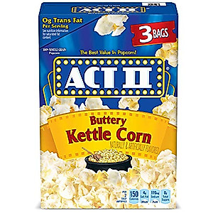 ACT II Buttery Kettle Corn Microwave Popcorn, 3-Count, 2.75-oz. Bags (Pack of 12)