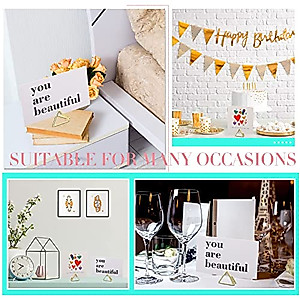100 Pcs Place Card Holder Triangle Shape Table Number Holder Wedding Table Card Holders Mini Name Card Holder Place Setting Holder Picture Clips Stand for Centerpiece Anniversary Party(Gold)