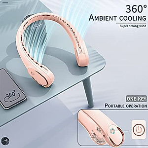 ASNUG Portable Neck Fan, Neck Fans for Women, 4000 mAh Rechargeable Personal Fan,360° Hands Free Bladeless Fan, 3 Speeds Adjustable, Faster Cooling, Super Quiet, Suitable for Home, Office, Travel