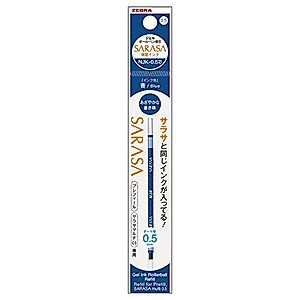 Zebra BRNJK5BL Prefer Sarasa NJK-0.5 Ballpoint Pen Refills, Blue, 10 Pieces