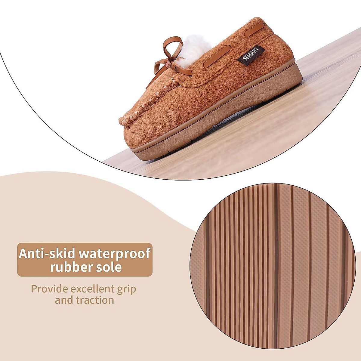 SEMARY Toddler Kids' Moccasin House Shoe with Indoor Outdoor Memory Foam Sole Protection Slipper U722WLFX505J-D-Chestnut-21