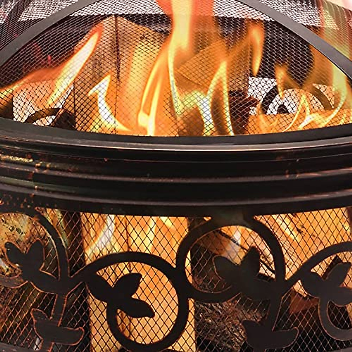 Bluegrass Living 26 Inch Steel Deep Bowl Fire Pit with Cooking Grid, Weather Cover, Spark Screen, and Poker - Model# BFPW26W-CC