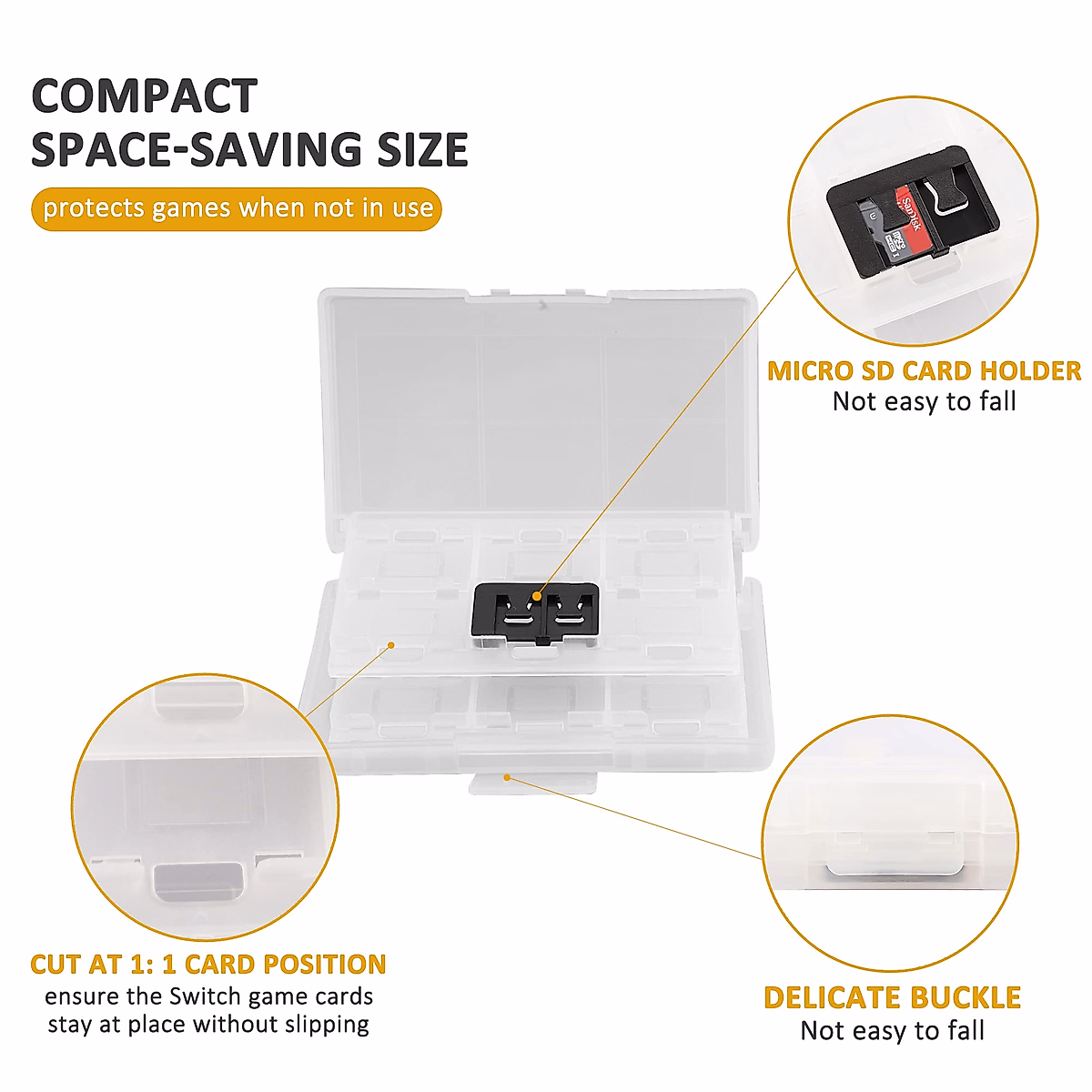 Xahpower Game Card Case Holder for Nintendo Switch, 24-in-1 Game Storage Case Compatible with Nintendo Switch/ Switch Lite/ Switch Oled Catridge Storage Box Black