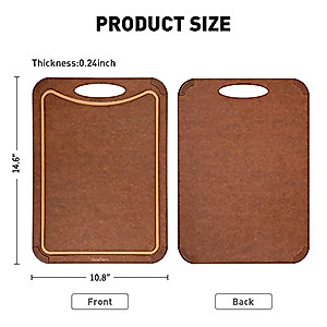 CompactStone Cutting Board with Non-Slip Feet and Juice Groove for Kitchen, Wood Fiber Composite, 14.6-Inch by 10.8-Inch, Brown
