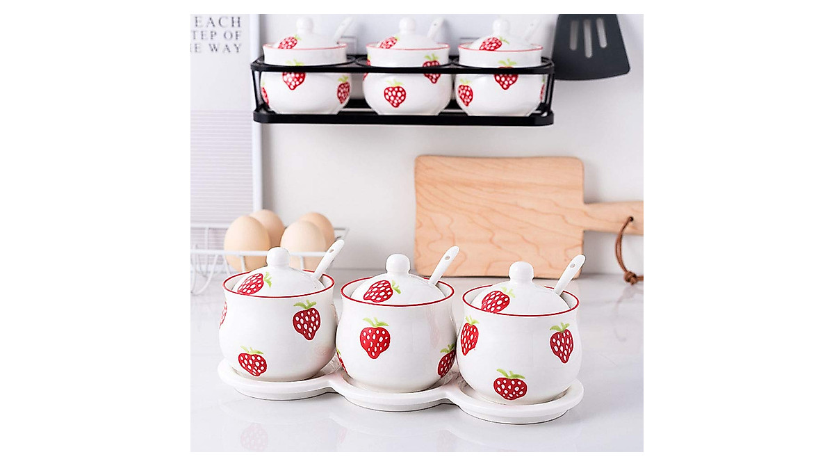 Mathew Hand-painted Strawberry Ceramic Seasoning Jar