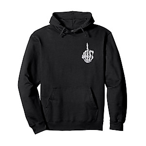 Funny Halloween Middle Finger Skeleton Hand Skull Adult Gift Pullover Hoodie